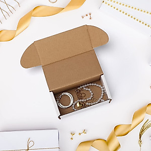 HORLIMER Shipping Boxes Set of 50, Small Corrugated Cardboard Box Literature Mailer, (White, 4.6" x 2.2" x 2.2")