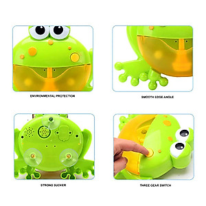 Frog Bubble Maker for Bath, Foam Blower Bubbling Making Machine, Nursery Rhyme Musical Bathtub Toy for Baby Kids Happy Tub Time