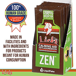 Licks Pill Free Zen Dog Calming - Calming Aid Supplements for Aggressive Behavior and Nervousness - Calming Dog Treats for Stress Relief & Dog Health - Gel Packets - Braised Beef Flavor, 15 Use