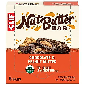 CLIF Nut Butter Bar - Chocolate Peanut Butter - Filled Energy Bars - Non-GMO - USDA Organic - Plant-Based - Low Glycemic - 1.76 oz. (5 Pack)
