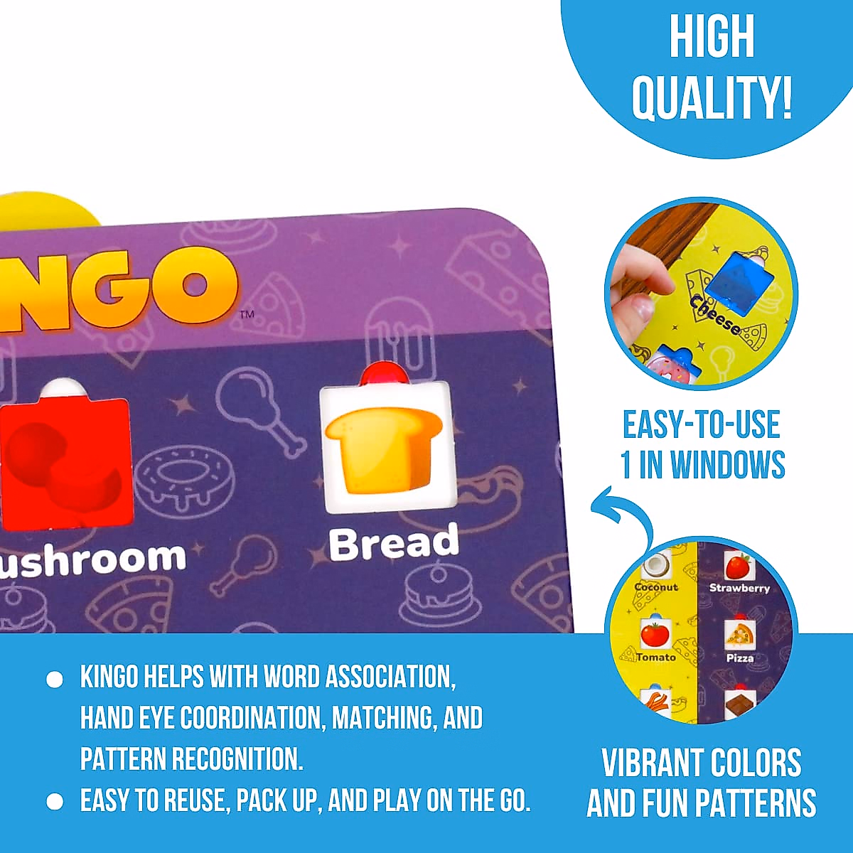 Regal Games Kingo Foods Edition - Bingo Game for Kindergarten and Preschool Kids - Fun Educational Learning Game for Classroom & Home - Vocabulary Builder Kids Bingo