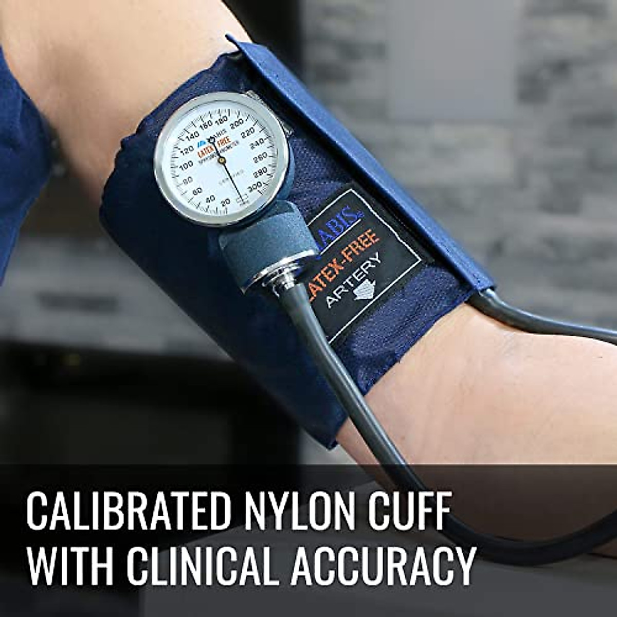 MABIS Precision Series Aneroid Sphygmomanometer Manual Blood Pressure Set with Calibrated, Nylon Cuff and Carrying Case, FSA HSA Eligible, Adult Large, Latex Free