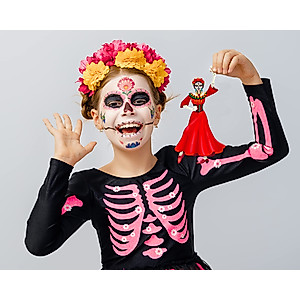 4 Pieces Day of The Dead Table Decorations Wooden Dia De Los Muertos Centerpieces Set Halloween Sign for Mexican Fiesta Carnival Party and Home Party Decorations Supplies