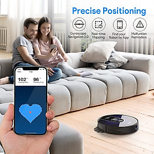 Bagotte BG800 Robot Vacuum Cleaner, Wi-Fi Connection Mapping, 2200Pa Suction, Alexa & App Control, Boundary Strips Included, Quiet, Self-Charging, Ideal for Pet Hair, Carpets, Hard Floor