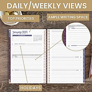 HARDCOVER bloom daily planners 2024 Calendar Year Day Planner (January 2024 - December 2024) - Passion/Goal Organizer - Monthly & Weekly Inspirational Agenda Book - 5.5" x 8.25" - Embroidery, Purple