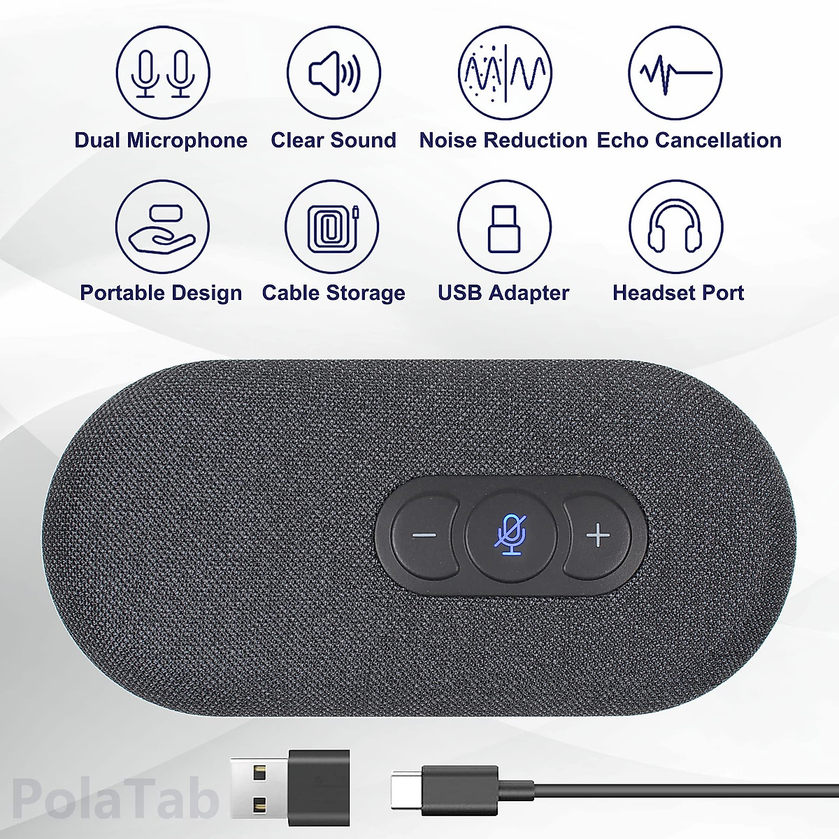 USB Speakerphone, Conference Computer Speaker with Microphone for Virtual Meetings, 360° Voice Pickup, Echo CancellationNoise Reduction, Plug and Play, Compatible with Zoom, Teams, Skype and more