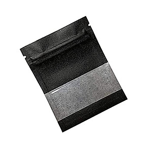 100 Pack Black Kraft Paper Resealable Bags with Clear Window Heat Seal Airtight Pouch for Zip Food Storage Lock Coffee Snack Packaging 3.5x5.1 inch (Inner Size 3.1x3.9 inch)