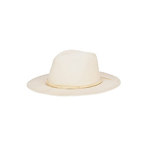 San Diego Hat Co. Women's Faux Suede Wide Brim Floppy Fedora with Wrapped Back Knot Trim, Beige, One Size