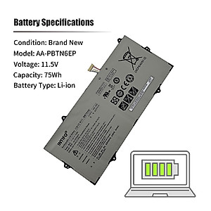 INTIFO 75Wh AA-PBTN6EP Laptop Battery Compatible with Samsung Notebook 9 900X3T 900X5T 930XBE 950XBE NP900X3T NP900X5T NP950XBE NT900X3T NT900X3U NT900X5T NT900X5U NT900X5V NT950XBE Series