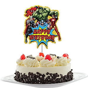Superhero Cake Topper Birthday Cake Toppers Decorations Party Supplies for Boys of Super Hero (Red)