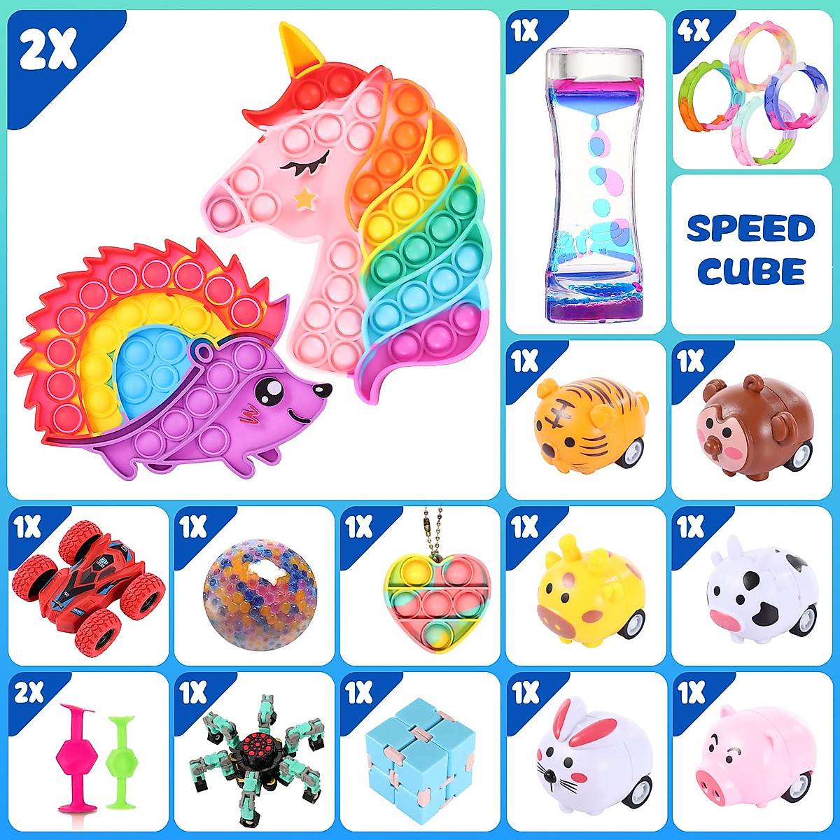 Fidget Toys 100 Pack,Big Pack Fidget Toys 100pcs for Kids,Best Fidget Sensory Toys Bulk,Classroom Treasure Box Toys,Party Favors Goodie Bags Filler, Easter Stocking Stuffers for Boys and Girls