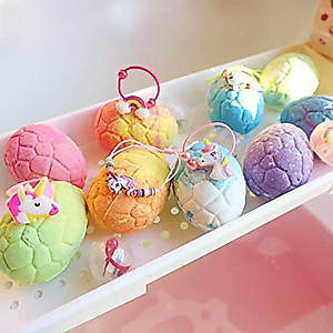 Unicorn Bath Bombs Gift Set with Jewelry Inside, 9 Pack Organic Kids Magic Bath Bombs with Surprise Inside with Jewelry for Girls