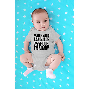 CBTwear Watch Your Language - Baby Clothes - Funny Newborn Bodysuit Outfits for Boys and Girls (12 Months, Heather Grey)