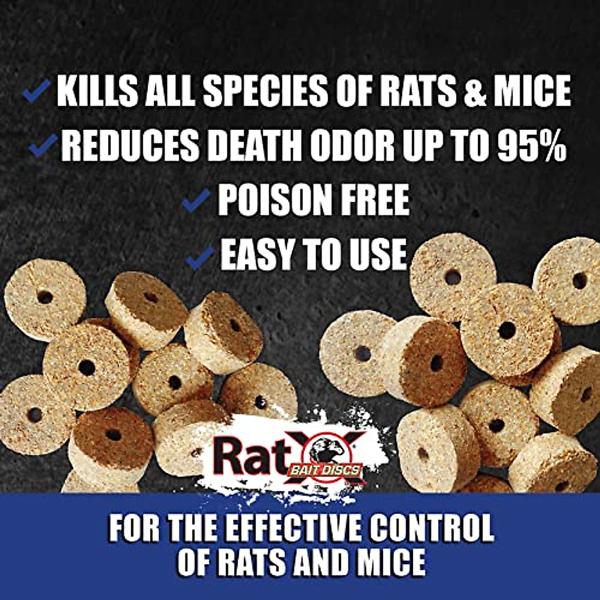 EcoClear Products 620118, RatX Bait Discs, All-Natural Humane Rat and Mouse, 1 lb. Bag Contains 45 Discs