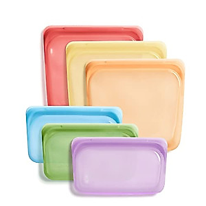 Stasher Silicone Reusable Storage Bag, Bundle 6-Pack (Classic Rainbow) | Food Meal Prep Storage Container | Lunch, Travel, Makeup, Gym Bag | Freezer, Oven, Microwave, Dishwasher Safe, Leakproof