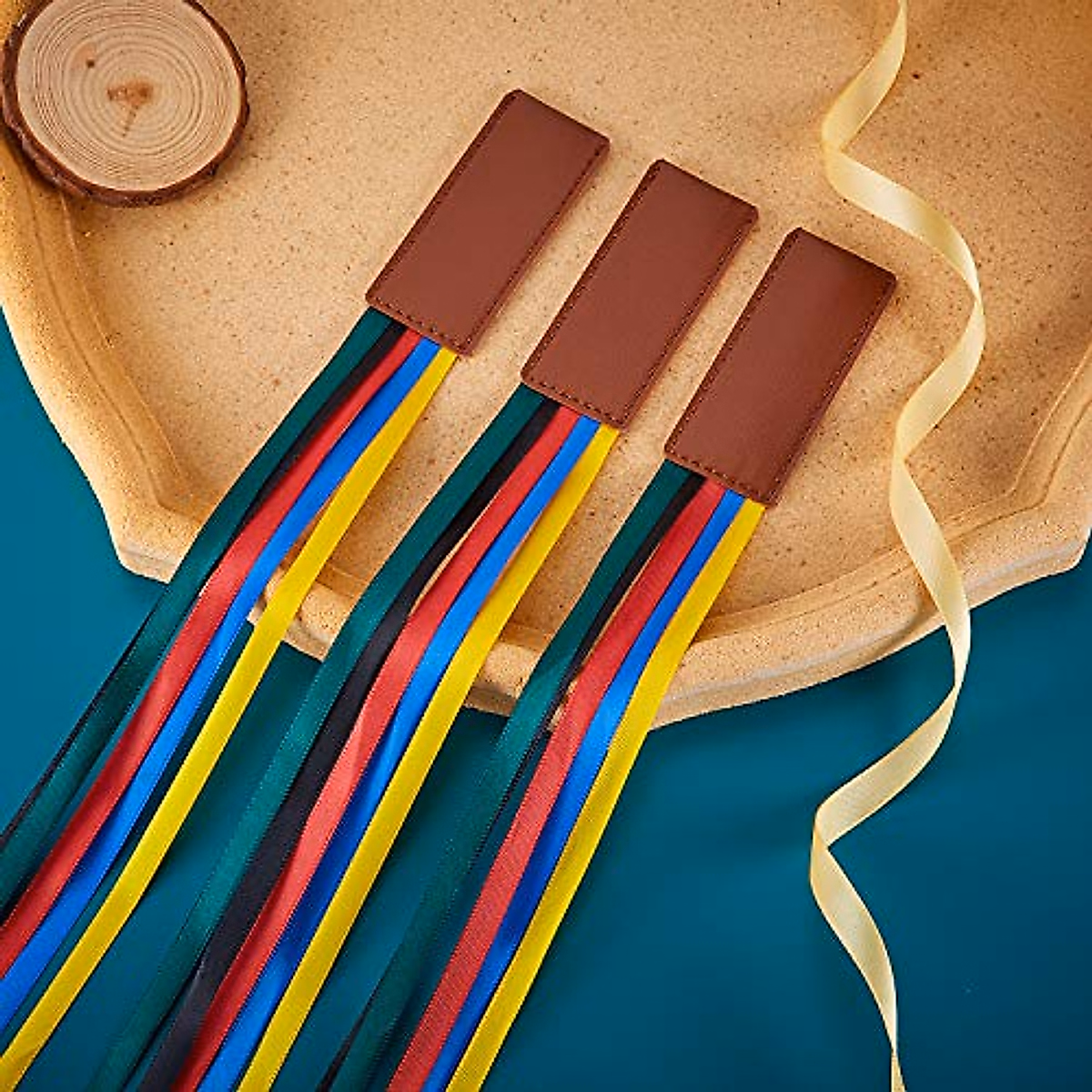 3 Pieces Bible Ribbon Bookmark Ribbon Markers Artificial Leather Bookmark with Colorful Ribbons for Books