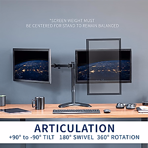 VIVO STAND-V002F Dual LED LCD Monitor Free-Standing Desk Stand for 2 Screens up to 27 Inch Heavy-Duty Fully Adjustable Arms with Max VESA 100x100mm