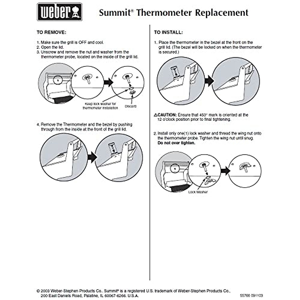 Weber # 60393 Genesis/Summit Thermometer without Tab