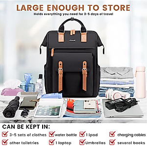 LOVEVOOK Laptop Backpack, Teacher Nurse Work Travel Backpacks Purse for Women, Computer Bag with USB Charging Port, 15.6 inch Black Brown