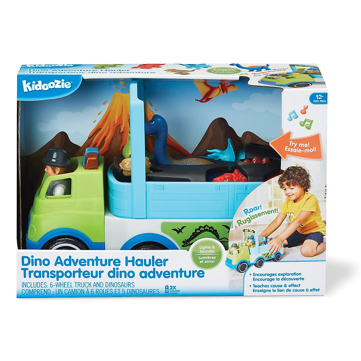 Kidoozie Dino Adventure Hauler - Interactive Vehicle & Playset with Lights & Sounds!