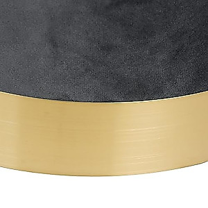 Adeco 11.61" Round Velvet Ottoman with Gold Metal Base, Upholstered Makeup Vanity Chair Soft Compact Padded Foot Rest Stool, Boucle Stool for Living Room Bedroom (Cement Grey)