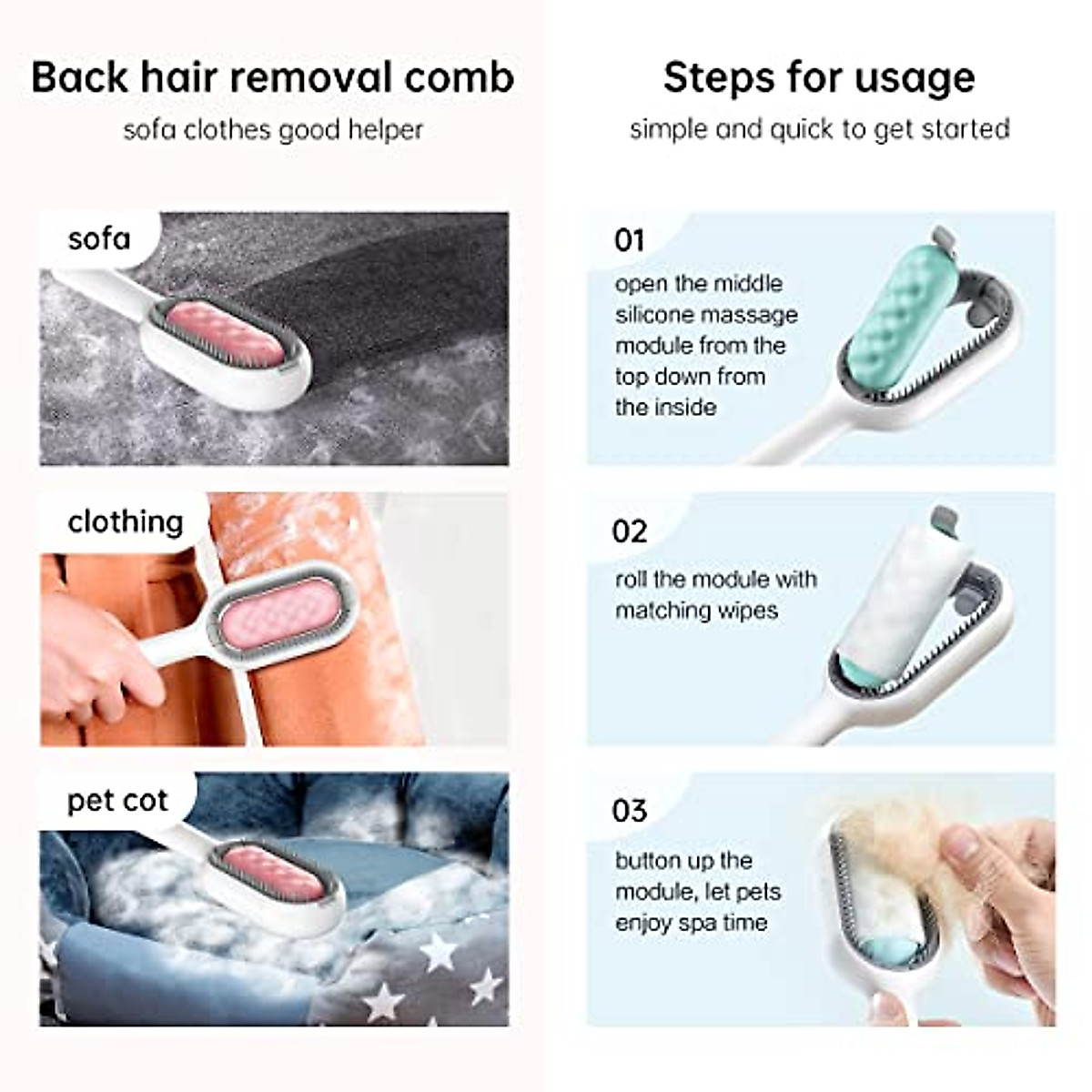 Petgravity Cat Cleaning Brush Self Cleaning Slicker Brushes for Dogs Cats Pet Grooming Brush Tool Gently Removes Loose Undercoat Mats Tangled Hair Slicker Brush for Pet Massage (LongHaired Blue)