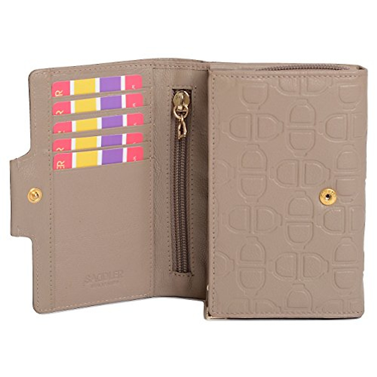 SADDLER Womens Medium Leather Credit Card Coin Purse Wallet with Zip |Gift Boxed - Putty Grey
