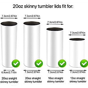20 oz Tumbler Lids Replacement, Skinny Tumbler Lid Replacement Tumbler Cup Lids for Tumblers Spill Proof, Compatible with Yeti Rambler and More Tumbler Cups (10 Pack) (Black or clear - Assorted)