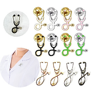 10 PCS Stethoscope Brooch Pins Nurse Doctor Pins Stethoscope Enamel Lapel Pin Schoolbag Pin Badges for Medical Students Clothing Bags Women Men Children Medical Assistant Gifts, Cartoon Jewelry Gift