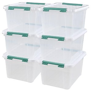 Ramddy 6 Pack 20 Quart Plastic Storage Bins with Lids, Clear Latching Container Box