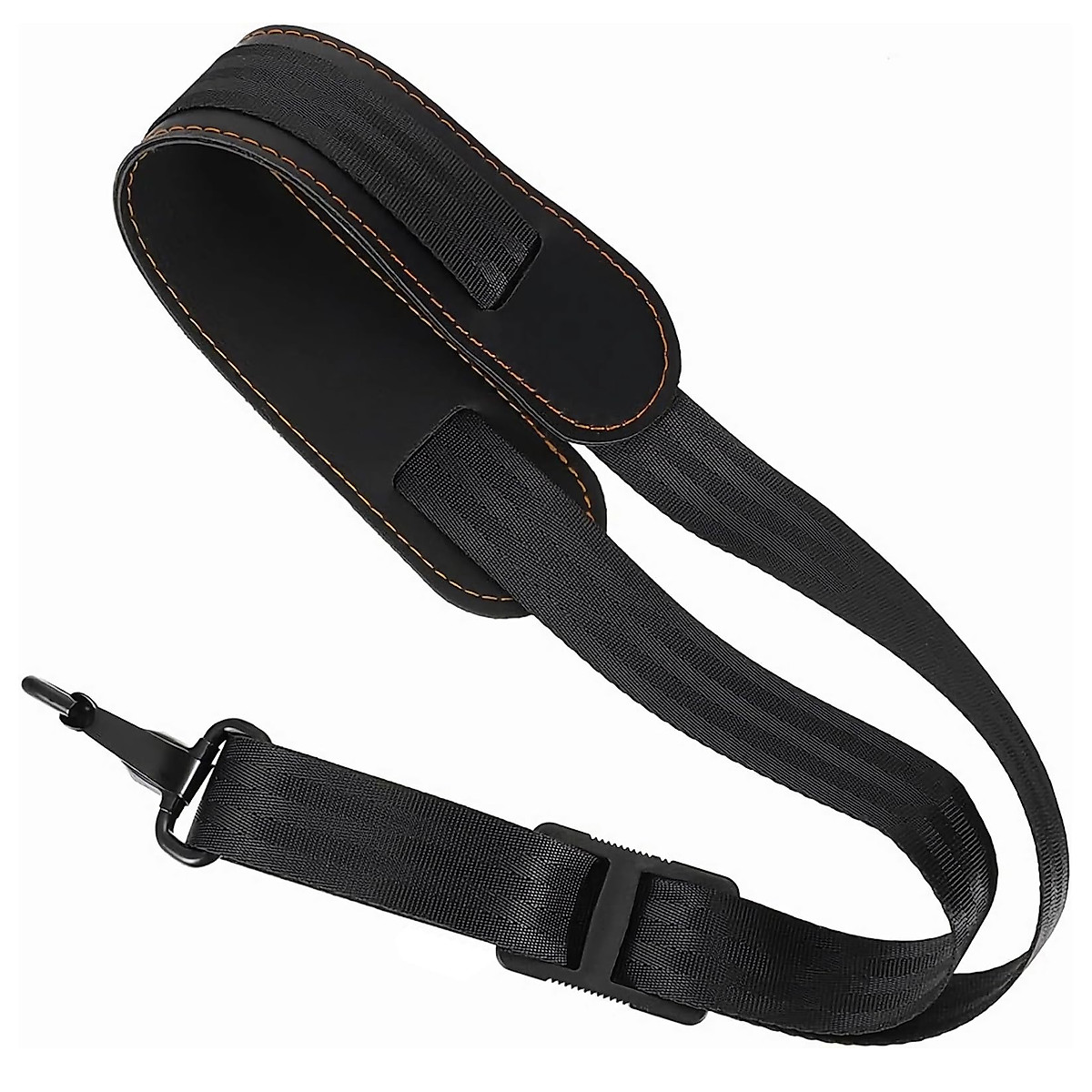 e-Times Saxophone Neck Strap, Soft Adjustable Sax Leather Neck Padded for Alto Tenor Soprano Baritone Sax, Clarinet