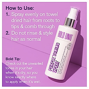 Blonde Toner Spray. Purple Leave In Toning Hair Treatment to Remove Brassy Surface Tones in Blonde, Platinum & Gray/Silver Hair. Paraben & Sulfate Free-PETA Approved Cruelty-free.
