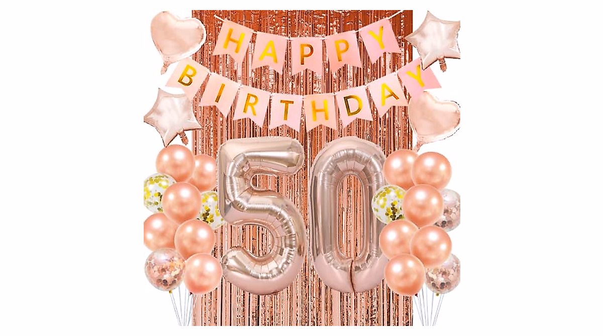 50th Birthday Decorations for Women Rose Gold | Stylish Party Set