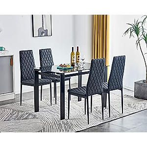 Tansole Dining Chair Set of 4 PU Leather Living Room Chair Modern Kitchen Armless Side Chair with Metal Legs for Restaurant Small Household (Black, Set of 4)