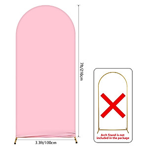 AIBIIN 3.3x7ft Pink Arch Wall Backdrop Round Top Backdrop Cover Valentine's Day Round Top Arch Frame Cover 2-Sided Fit Backdrop Stand for Wedding Baby Shower Birthday Bridal Shower Events Party Decor