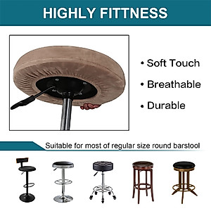 Turquoize 2 Pack Bar Stool Covers Round Stool Covers with Elastic Bands Bar Stool Seat Covers Slipcover Washable Stool Cushion Covers Feature Stretch Thick Bouncy Fabric, Dia 16"-18", X-Large, Taupe