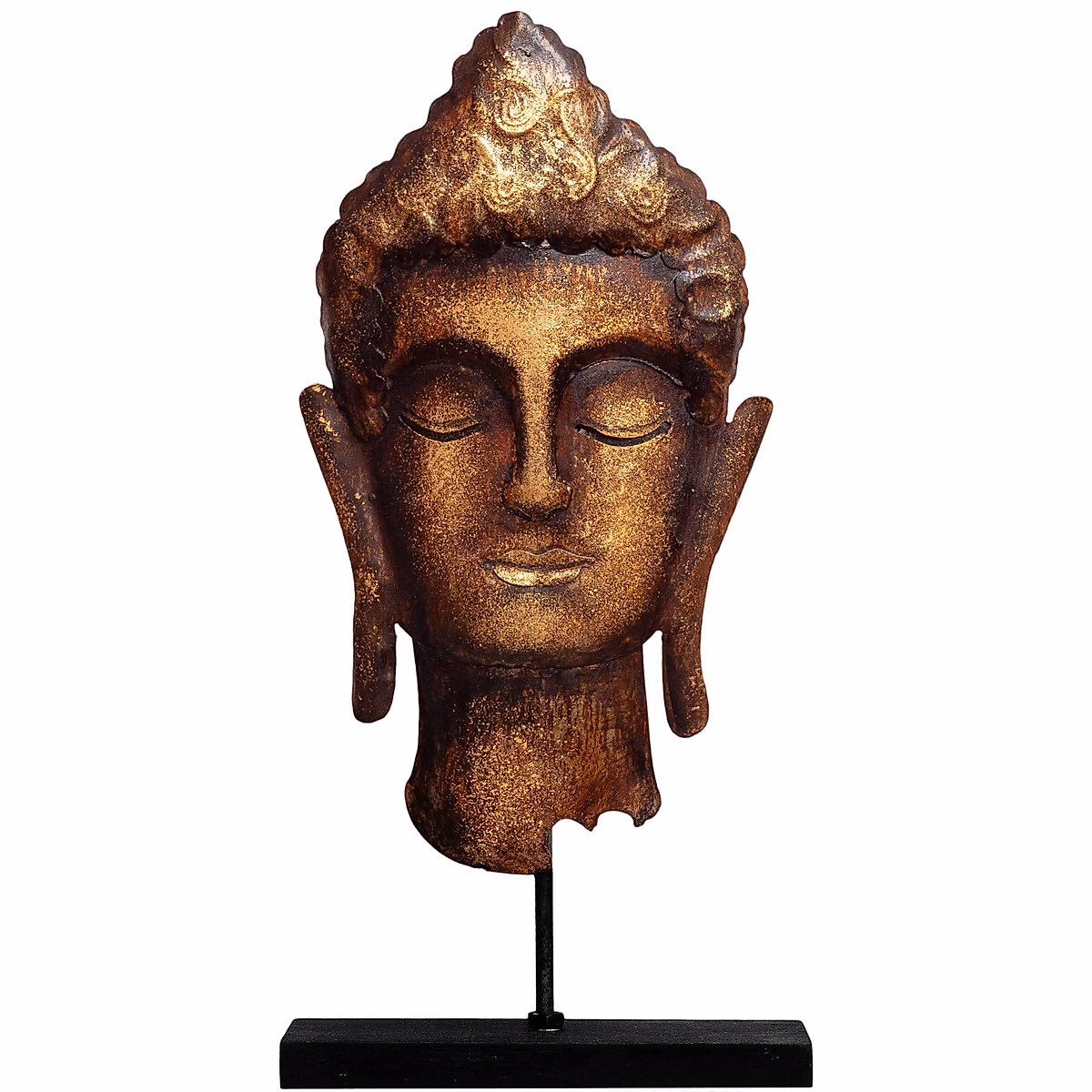 SINUOMI Art Hand-paintend Buddha Statue , Handmade Home Decoration ,Zen Garden Metal Handicraft， Buddha Sculpture and Meditation Gifts，16’’ H (Gold)