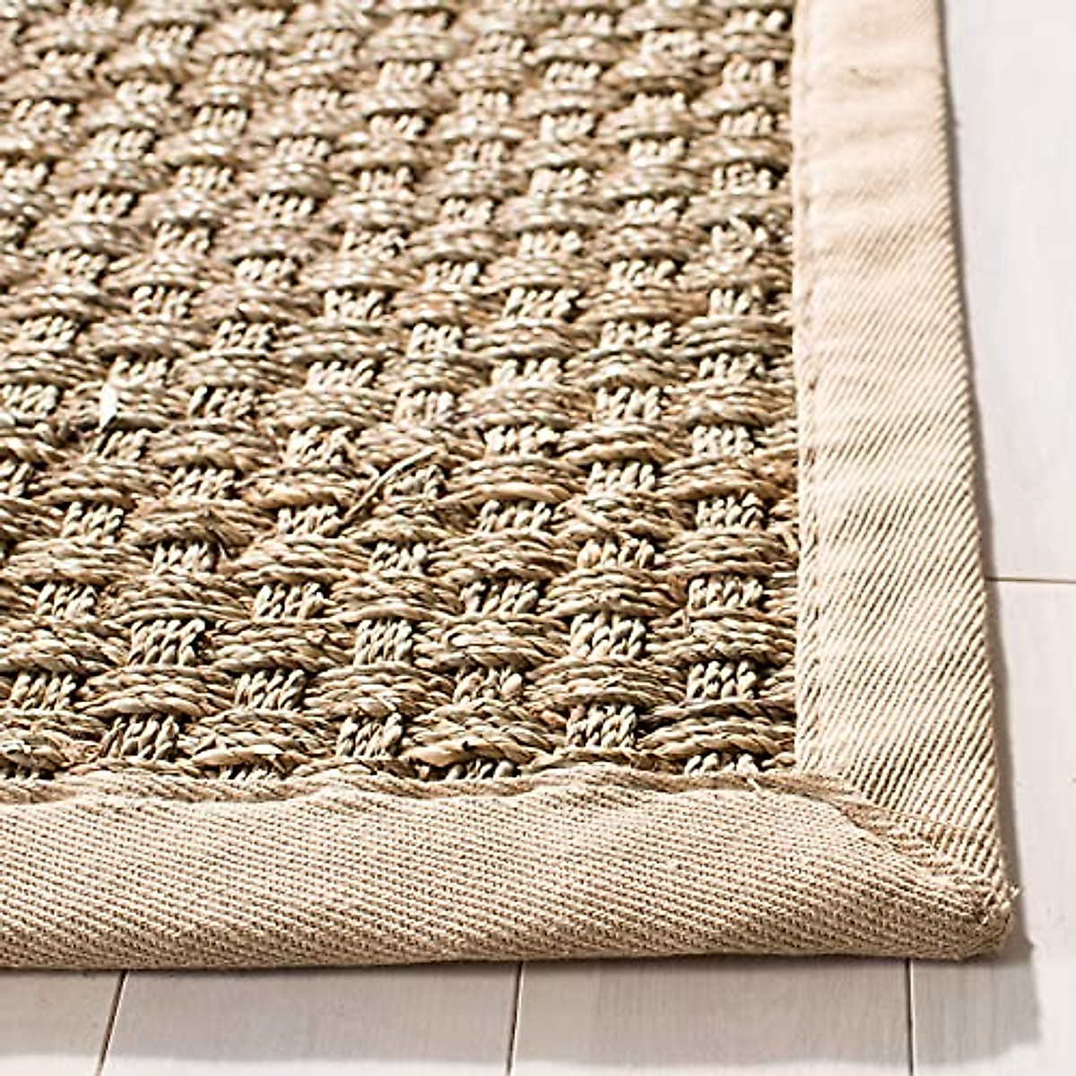 SAFAVIEH Natural Fiber Collection 2' x 3' Beige NF114A Border Basketweave Seagrass Accent Rug