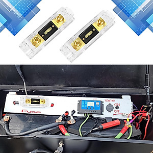 smseace 200AMP ANL Fuse Holder Kit Including Transparent Fuse Base，200a Copper anl Fuse，5/16-1/0AWG Copper Ring Terminal and Heat shrinkable Tube for car Audio and Other high Current Applications