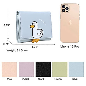 Sunwel Fashion Girls Cute 3D Duck Tri-folded Wallet Small Wallet Cash Pocket Card Holder ID Window Purse for Women (LIGHT BLUE, DUCK)