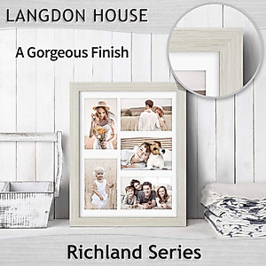 Langdon House 11x14 Collage Picture Frames w/Mat for 5-4x6 Photos (Almond White, 6 Pack) Woodgrain Style, Wall Mount Only, Richland Collection