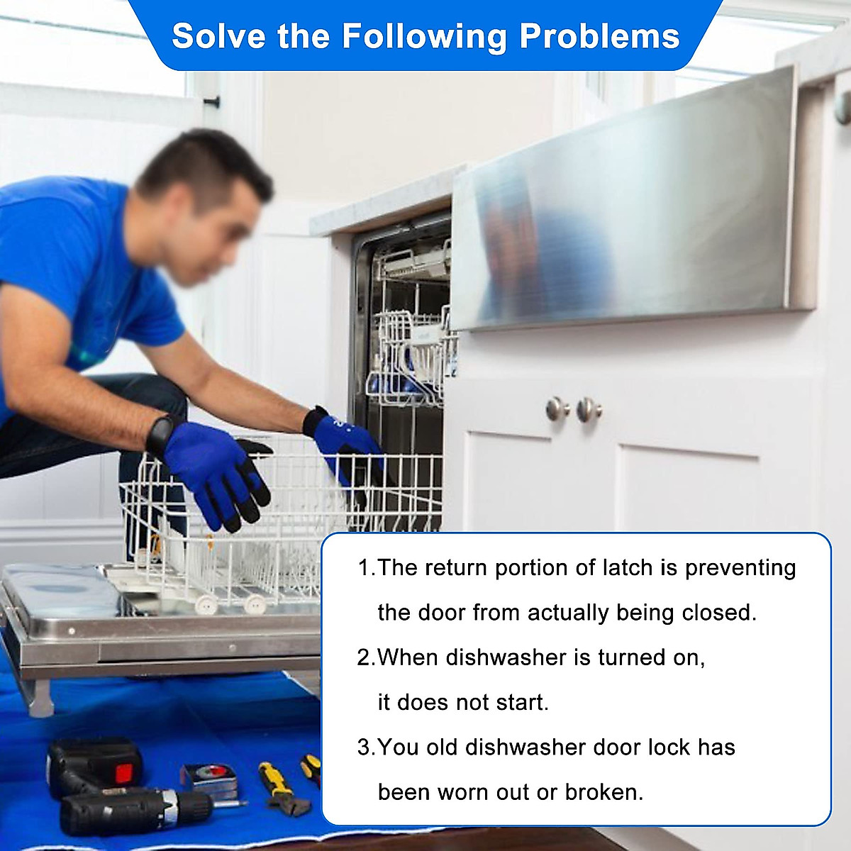 DD81-01629A DD81-02132A Dishwasher Door Switch Latch Compatible with Samsung DW80K5050UB/AA-00 DW80R5060US DW80R5061UG DW80F600UTW/AA-00 Dish Washer Door Lock Replace AP6287051 PS8764558 EAP8764558