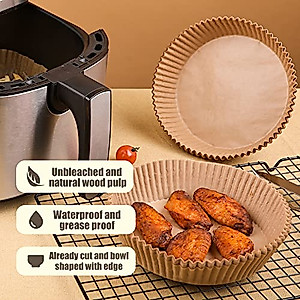 Golden Associate Disposable Paper Liner Round 100Pcs for 5 to 8 Qt Air Fryer Baskets, Non-stick Oil-proof Parchment Liner Cooking Paper