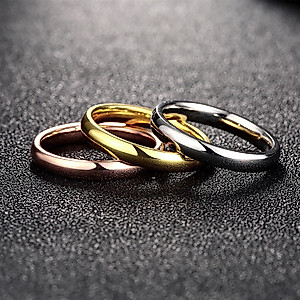 JAJAFOOK Women's 3mm Plain Band Stackable Ring Tri-Colors Stainless Steel Stack Band Rings Set(Pack 3,3mm Size 7)