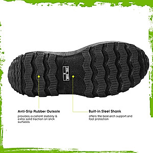 TIDEWE Rubber Boots for Men, 5.5mm Neoprene Insulated Rain Boots with Steel Shank, Waterproof Mid Calf Hunting Boots, Sturdy Rubber Work Boots for Farming Gardening Fishing (Black Size 9)