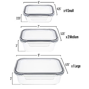 Beille 14pc Food Storage Containers with Lid Glass Meal Prep Containers, BPA Free