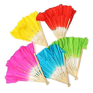 Handmade Handle Belly Dance Fan Silk Fan Dance Fan Dance Fan Double-Sided Gradient Yangko Fan