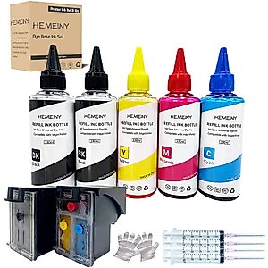 HEMEINY 62XL Ciss Ink Cartridges and Ink Refill Bottles Compatible with HP Envy 5540 5541 5542 5543 5544 5545 5547 5548 5549 5640 5642 5643 5644 5660 5661 5663 5664 5665 7640 7643 7644 7645 Printer