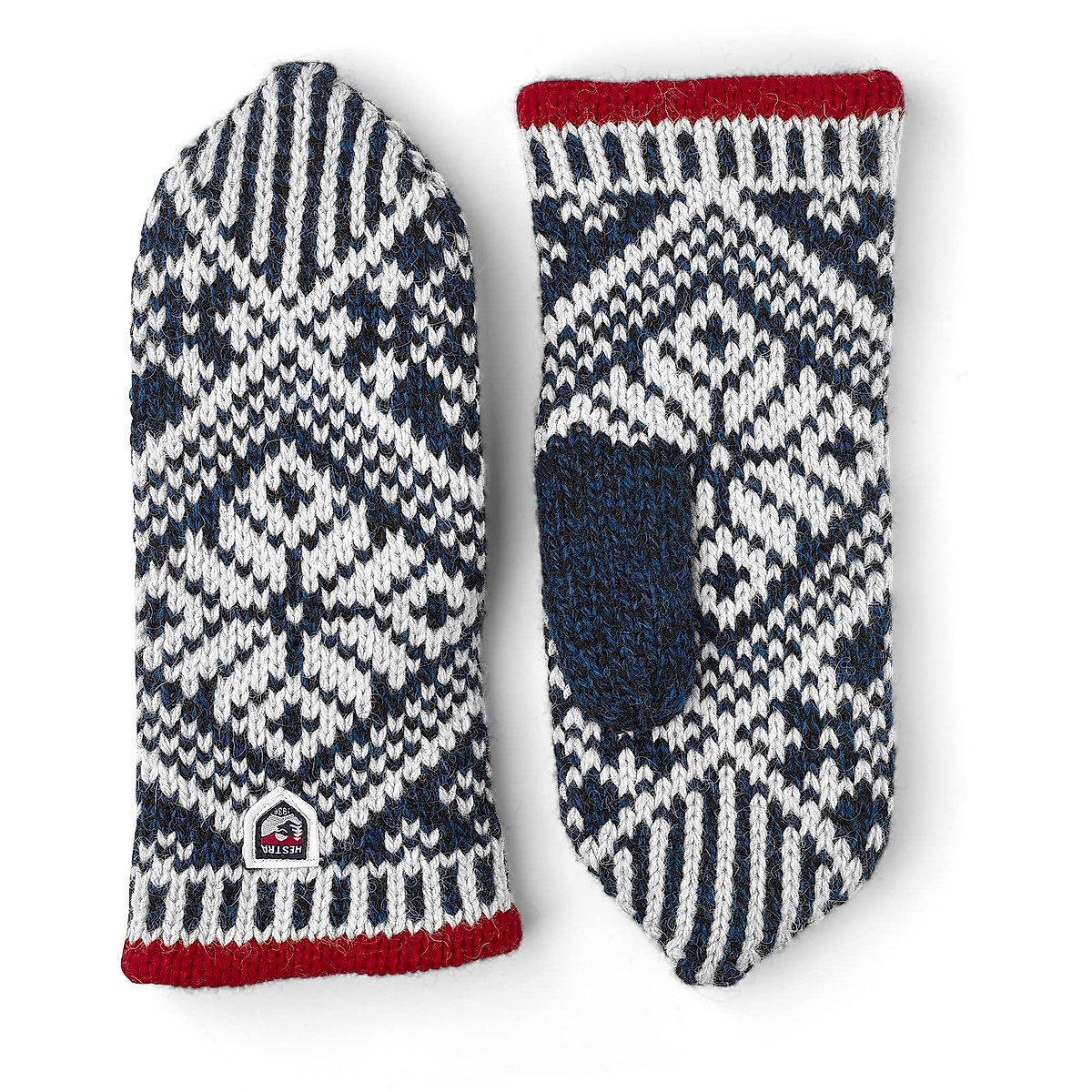 Hestra Unisex Nordic Wool Mitt Insulated Mittens for Cold Weather & Everyday Wear - Medium Blue/Offwhite - 9