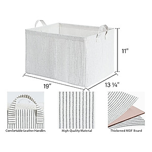 StorageWorks 45L Extra Large Fabric Storage Bins with Decorative Storage Boxes with Lids and Soft Rope Handles